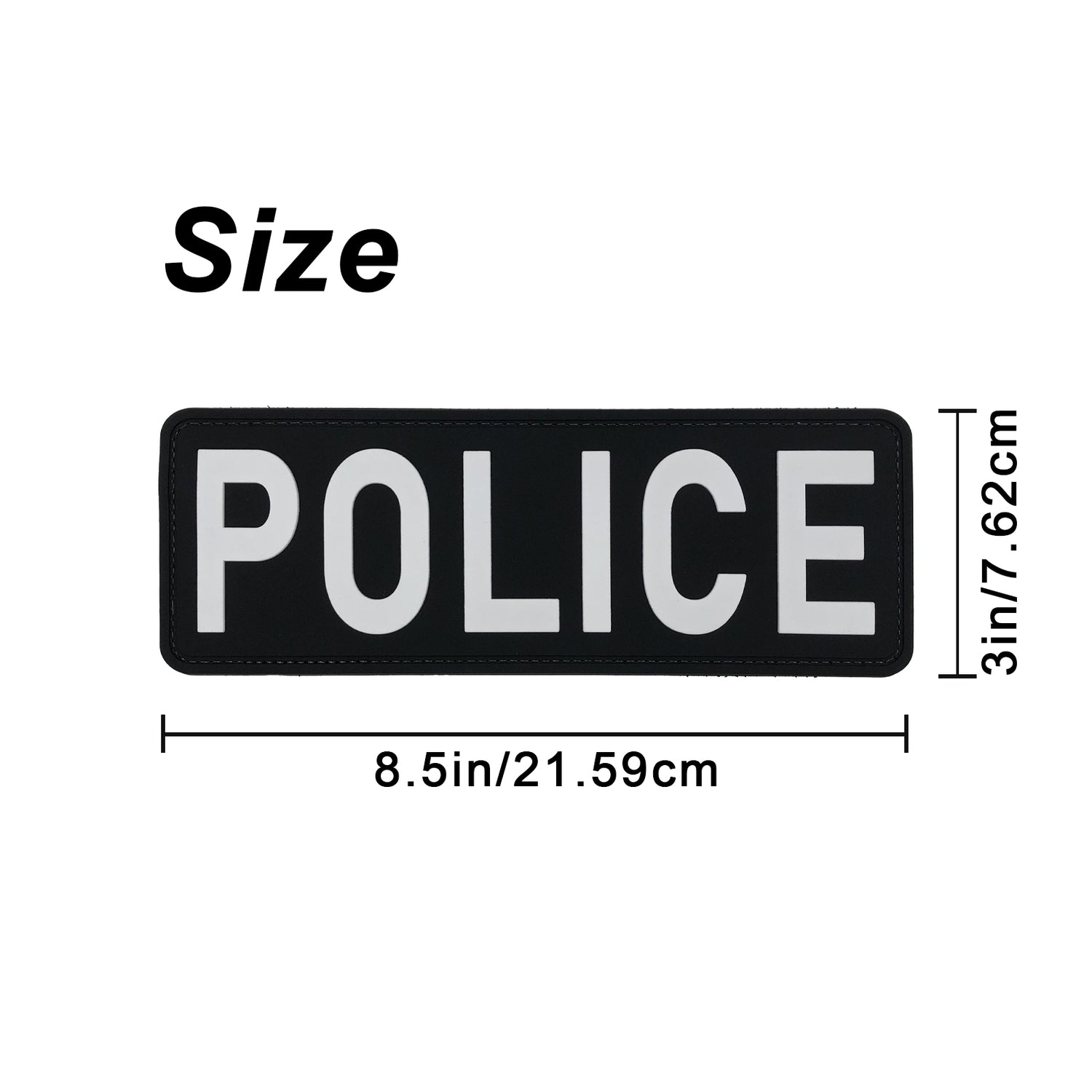 uuKen 8.5x3 inches Large PVC Police Patch 3x8.5 inch Hook Fastener Bac