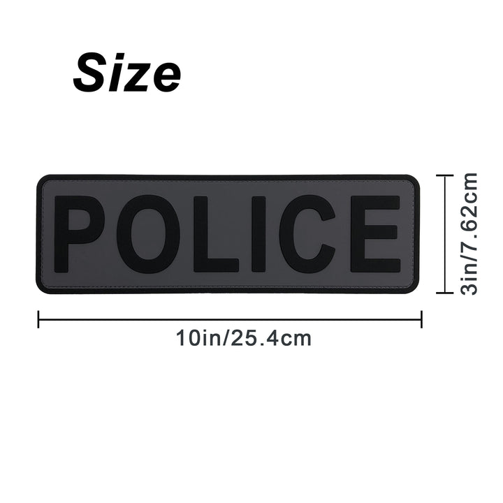 uuKen 10x3 inches Large PVC Police Patch 3x10 inch Fastener Back for P