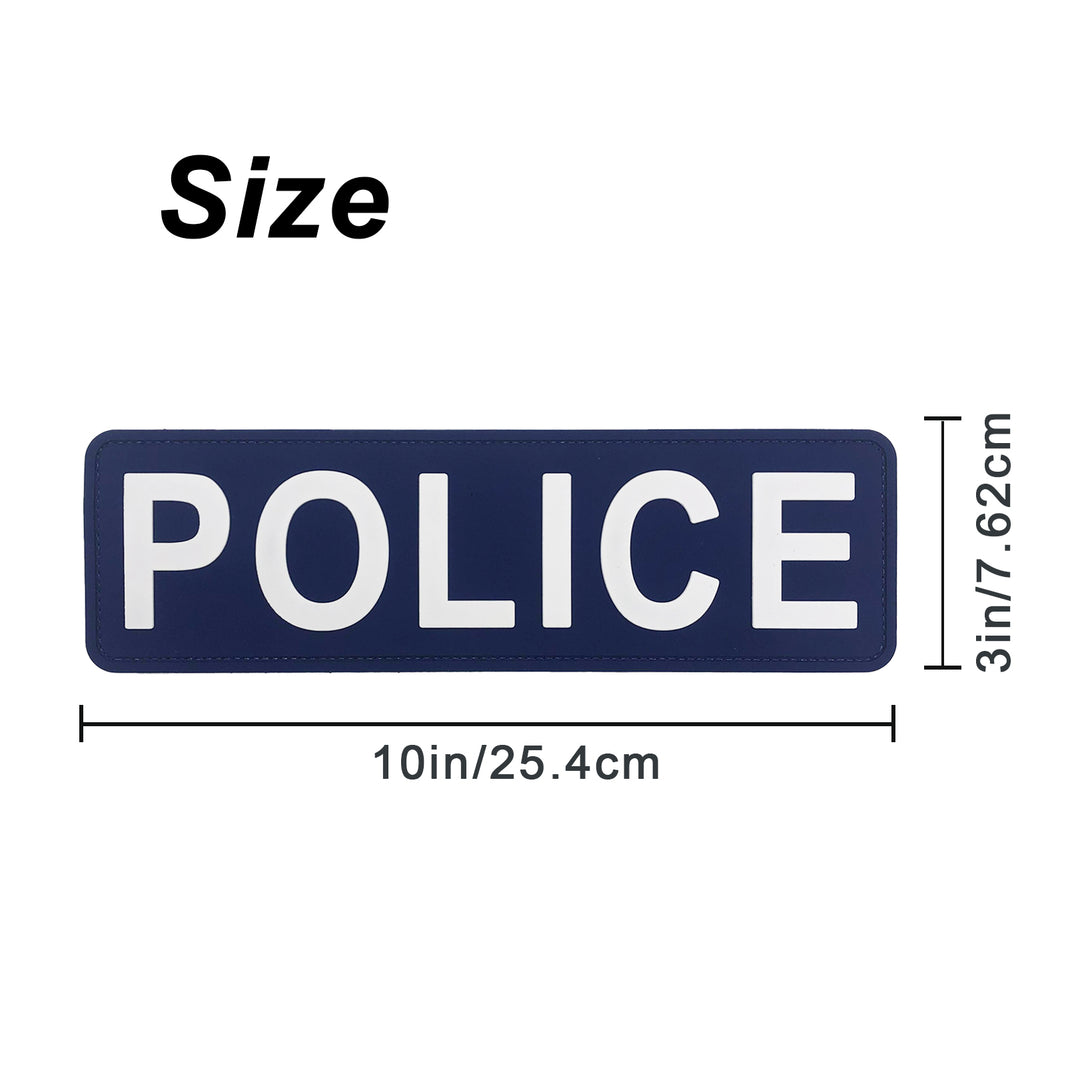 uuKen 10x3 inches Large PVC Police Patch 3x10 inch Fastener Back for P