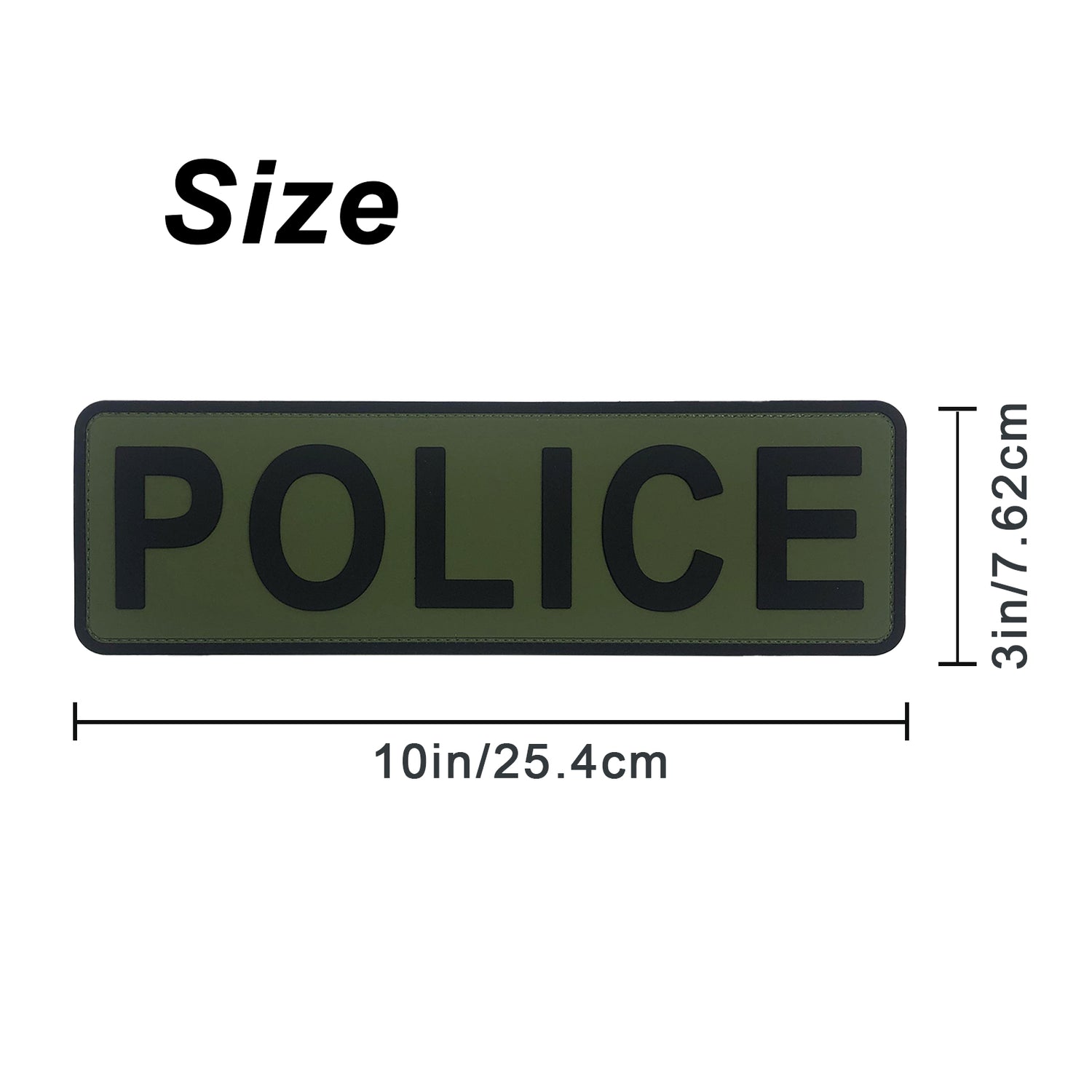 uuKen 10x3 inches Large PVC Police Patch 3x10 inch Fastener Back for P