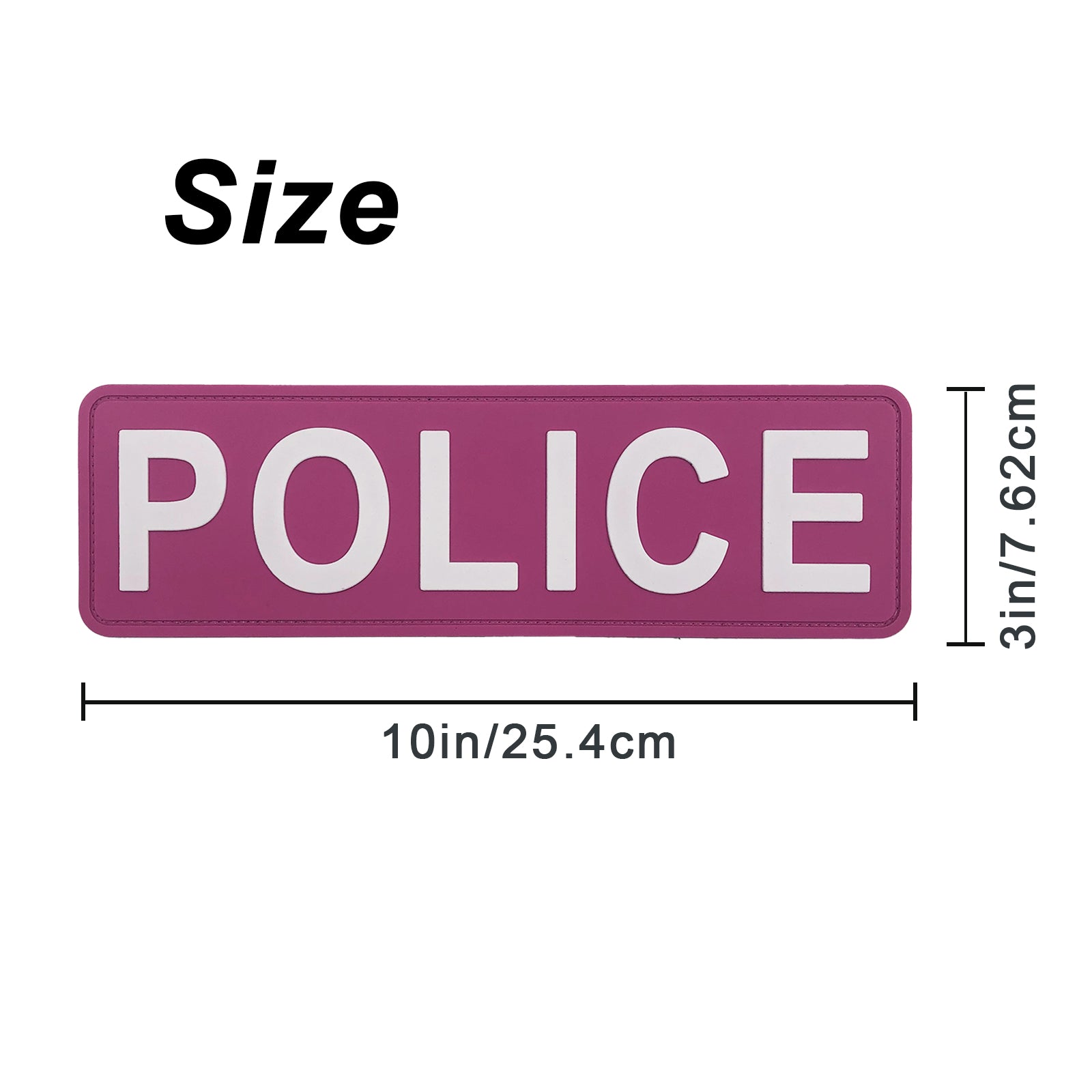 uuKen 10x3 inches Large PVC Police Patch 3x10 inch Fastener Back for P