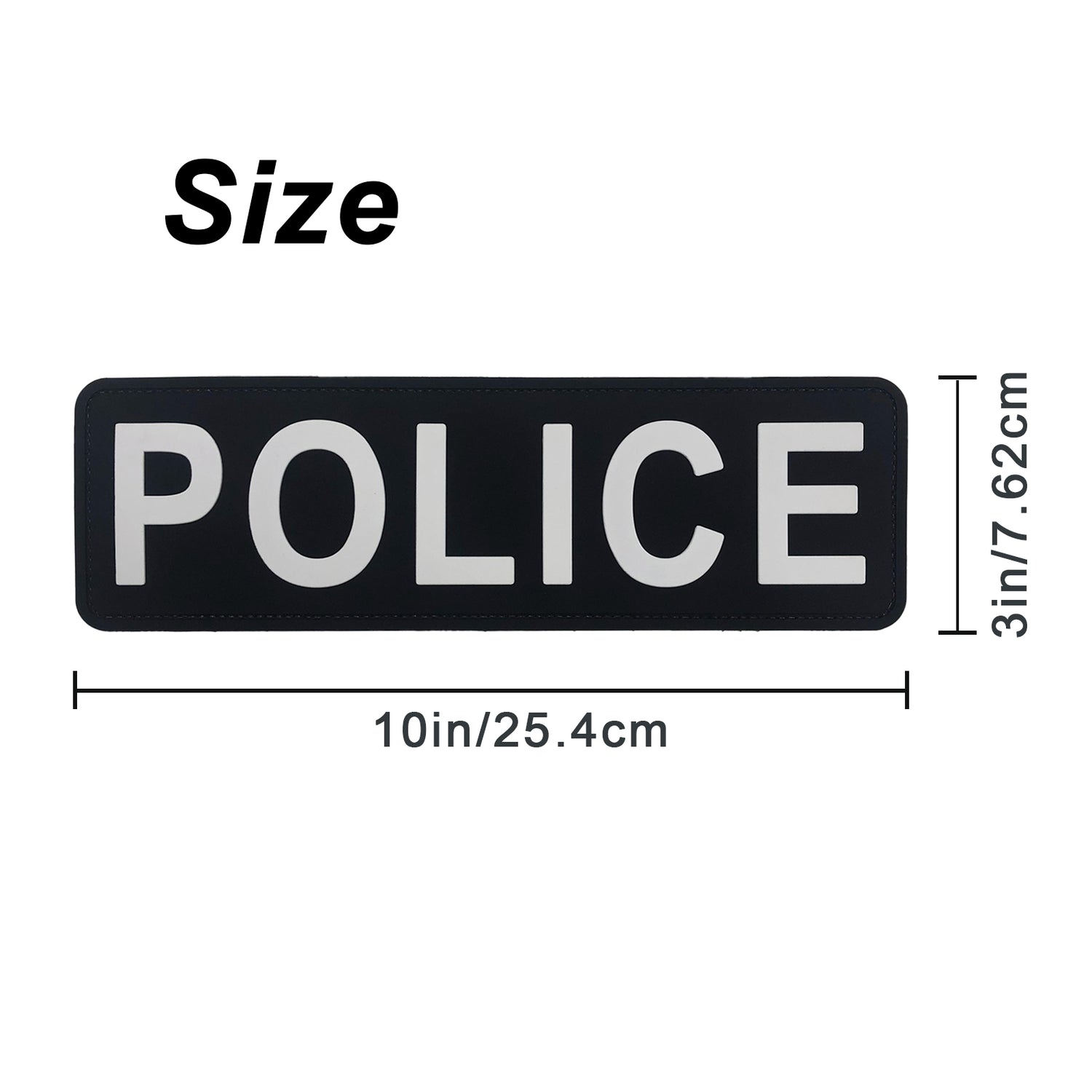 uuKen 10x3 inches Large PVC Police Patch 3x10 inch Fastener Back for P