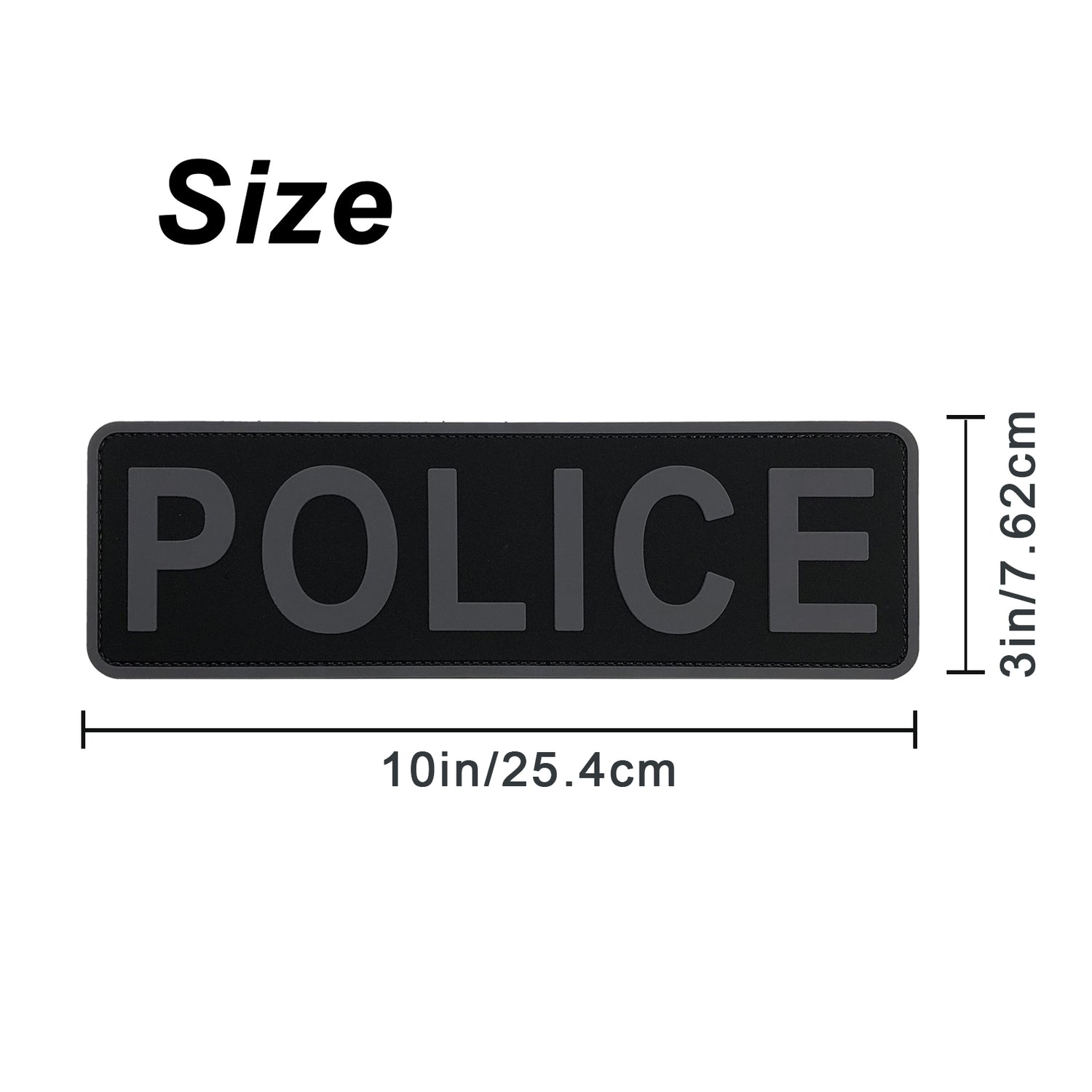 uuKen 10x3 inches Large PVC Police Patch 3x10 inch Fastener Back for P