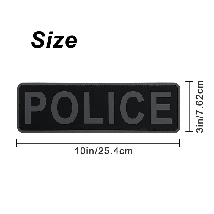 uuKen 10x3 inches Large PVC Police Patch 3x10 inch Fastener Back for P