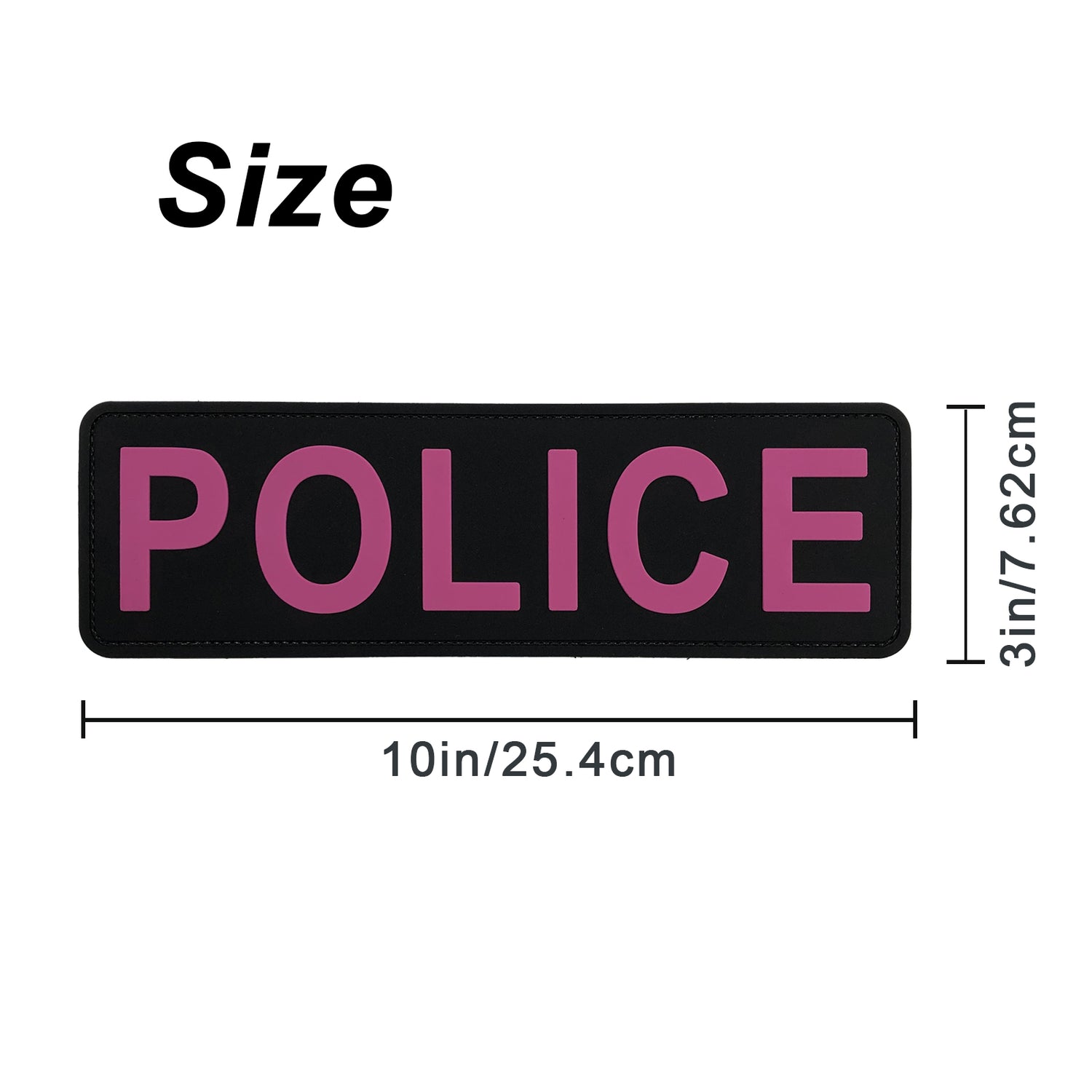 uuKen 10x3 inches Large PVC Police Patch 3x10 inch Fastener Back for P